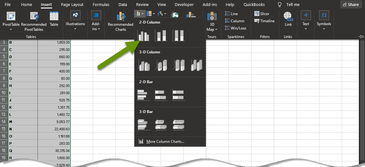 How to Quickly Add a Chart to Visually Compare Data in Excel - Part 1