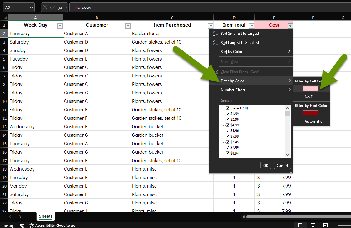 How to Easily Fix Filtering by Color in Excel if it is Greyed Out but ...